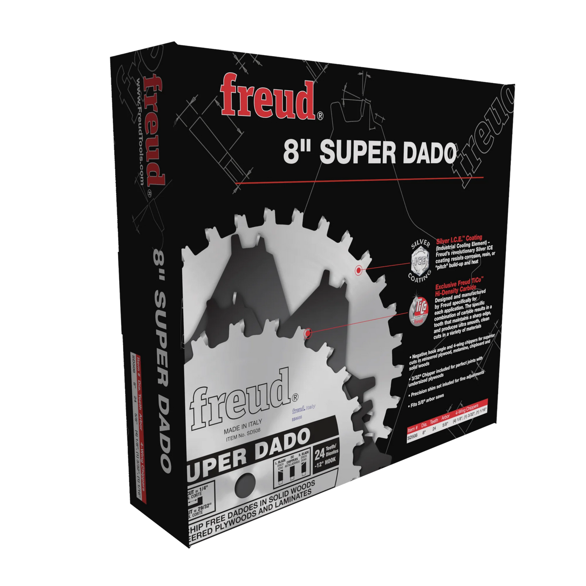 Freud 8"/203mm Super Stacked Dado Set - GLSD508 – Hammer Roo