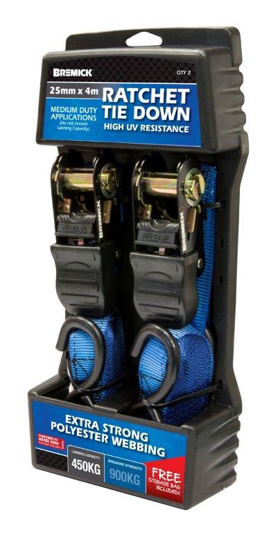 Rachet Tie Down 25mm x 4m - 4 Pack Bremick – Hammer Roo